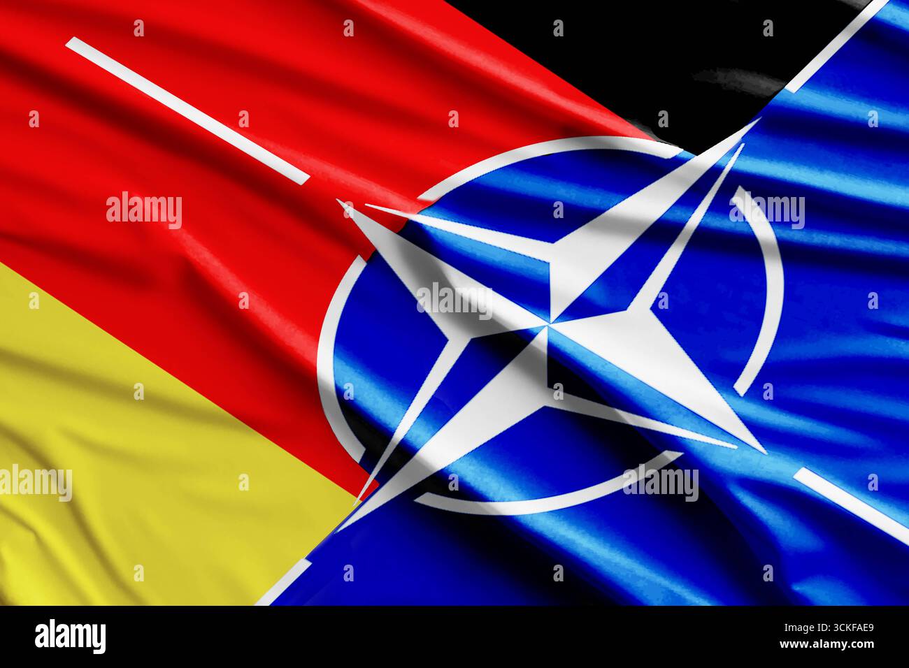 Germany September 11, 2025: Photomontage, flag of the Federal Republic ...