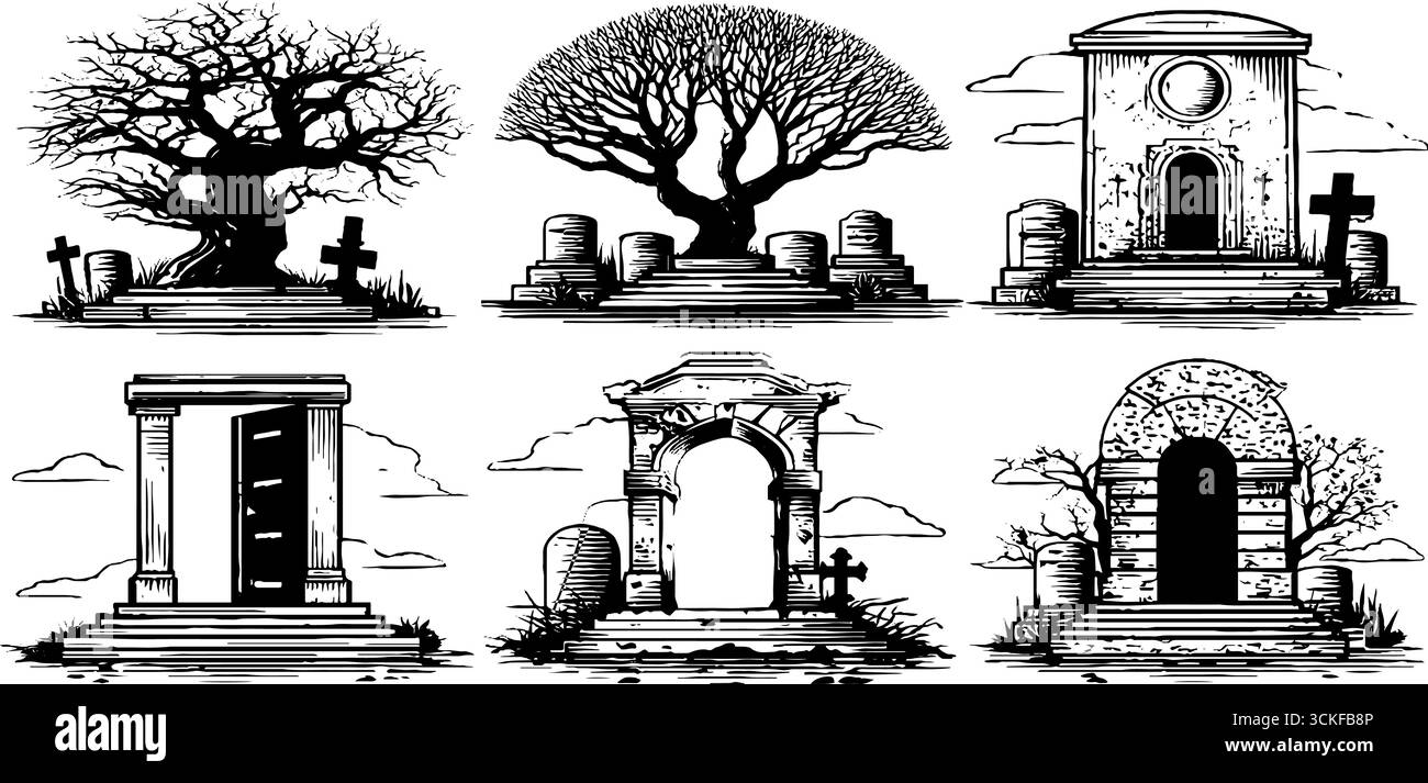 Vintage gravestones Black and White Stock Photos & Images - Alamy