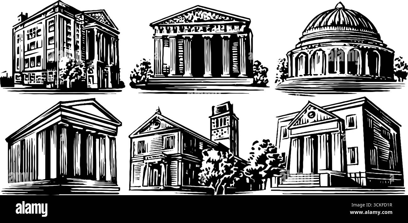 Detailed illustrations of historical buildings hi-res stock photography ...