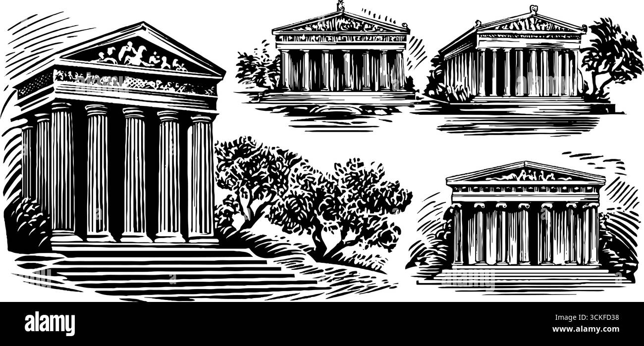Ancient greek temples: architectural sketches of classical structures ...