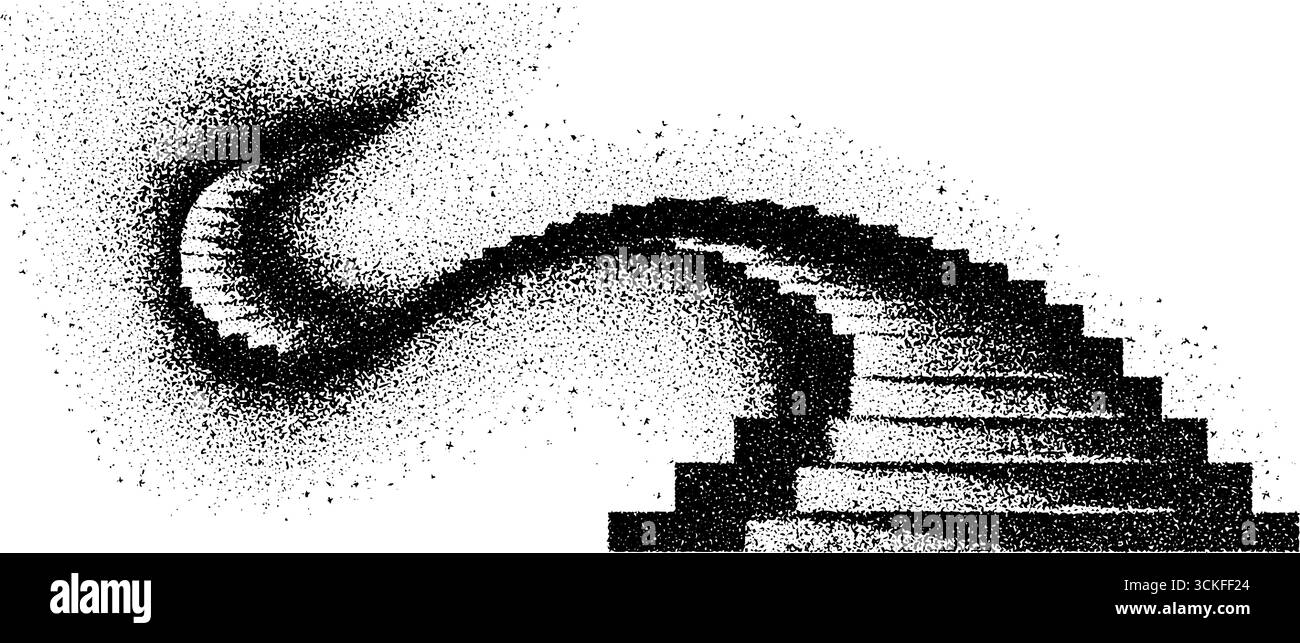 Abstract spiral staircase in stipple dotwork design for artistic ...