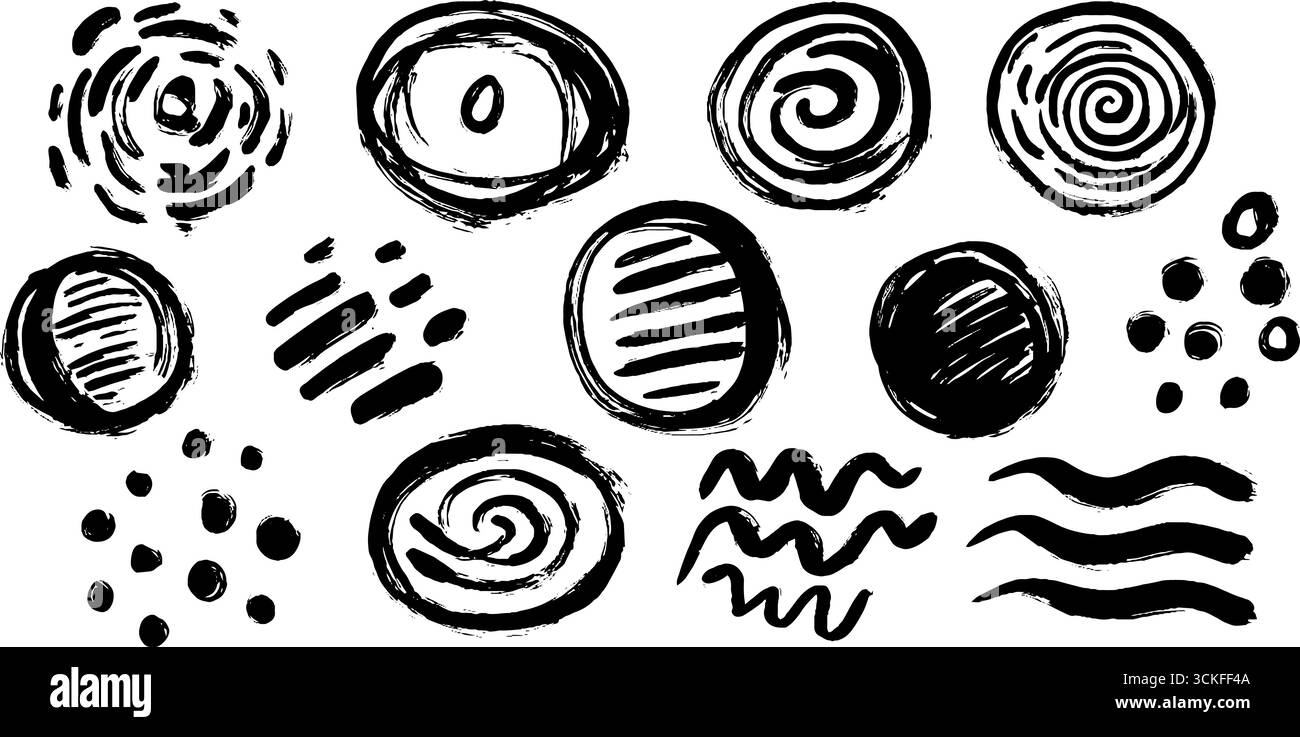 Doodle set of hand-drawn dot patterns and clusters for creative design ...