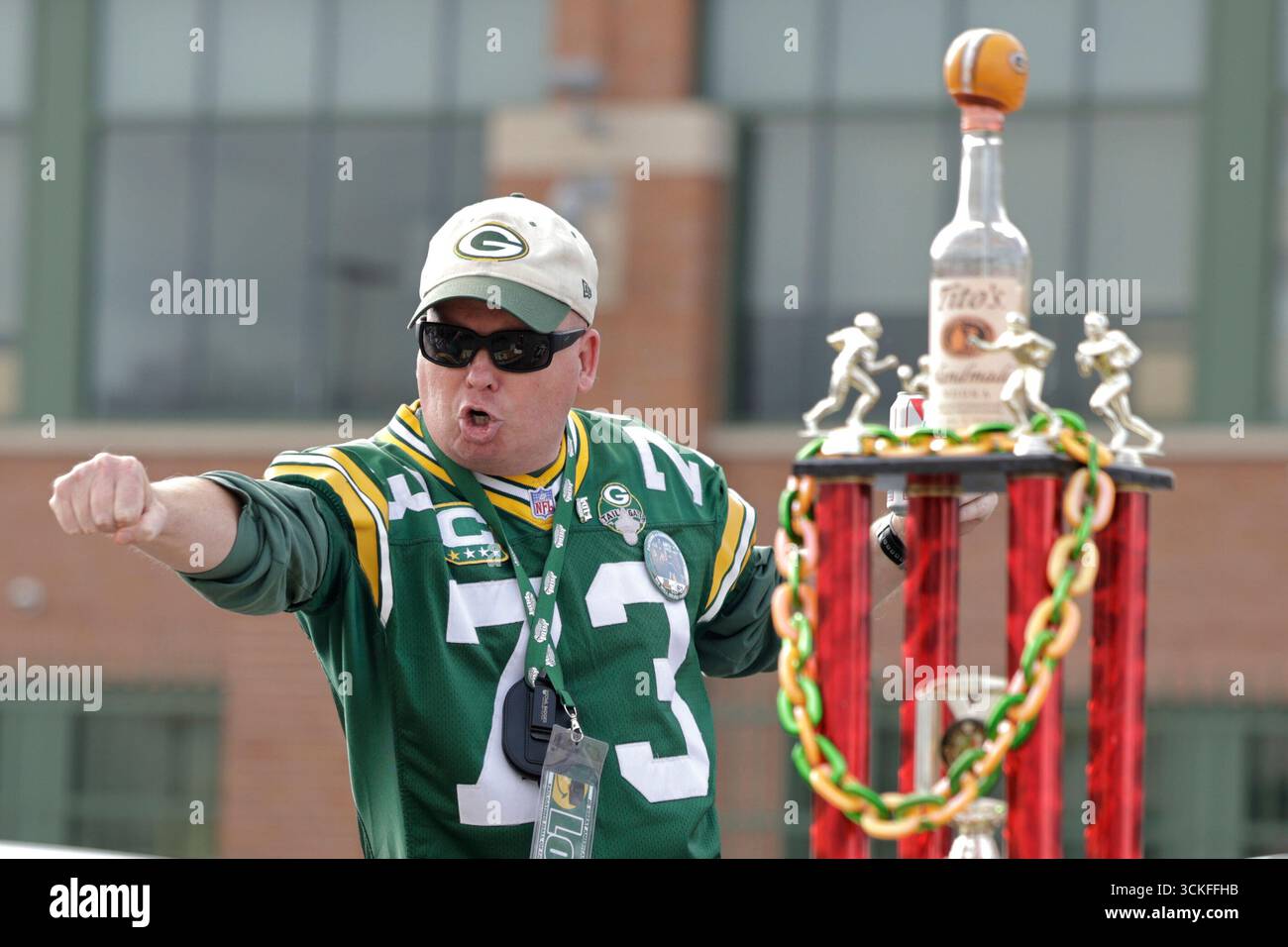 Justin Sipla is seen outside Lambeau Field before an NFL football game ...