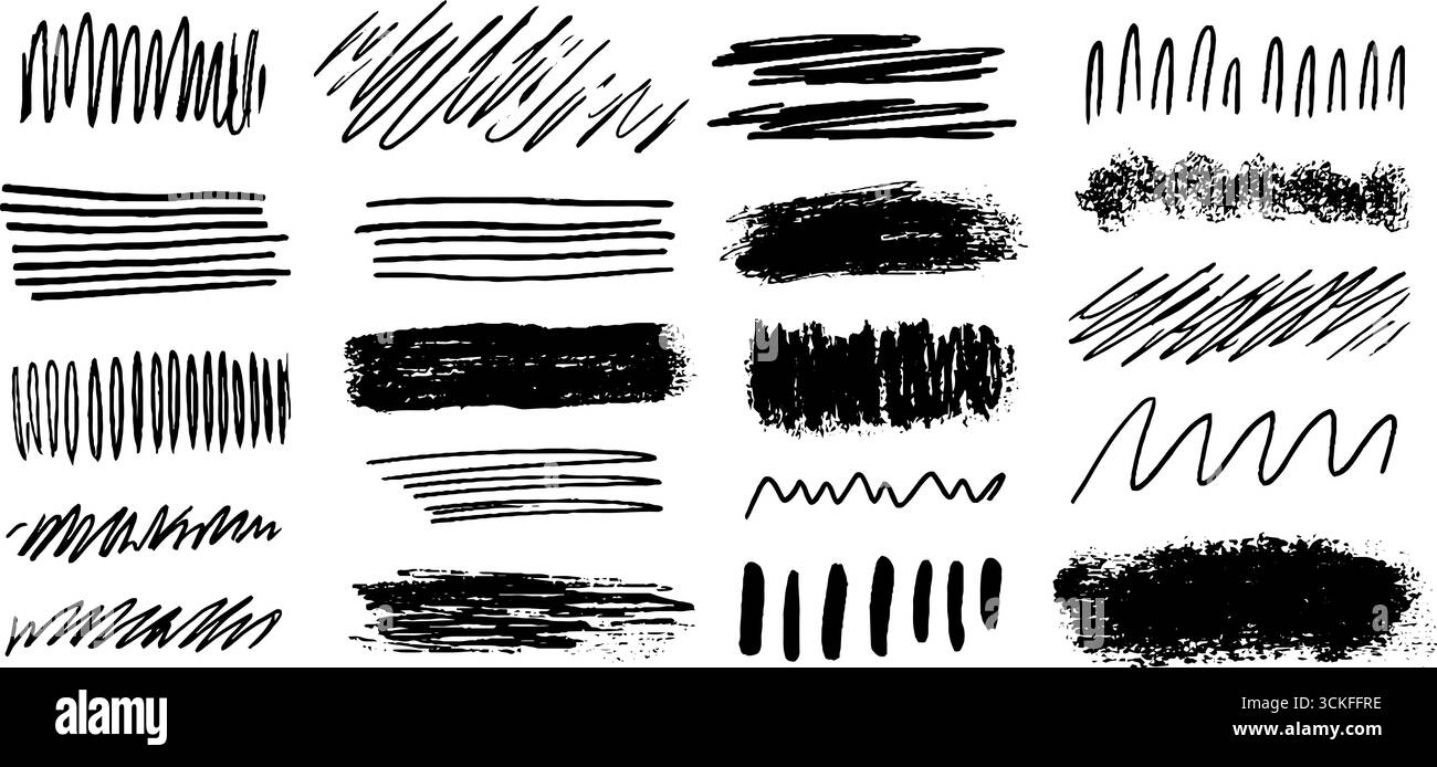 Artistic doodle set of vertical stripe patterns for creative design ...