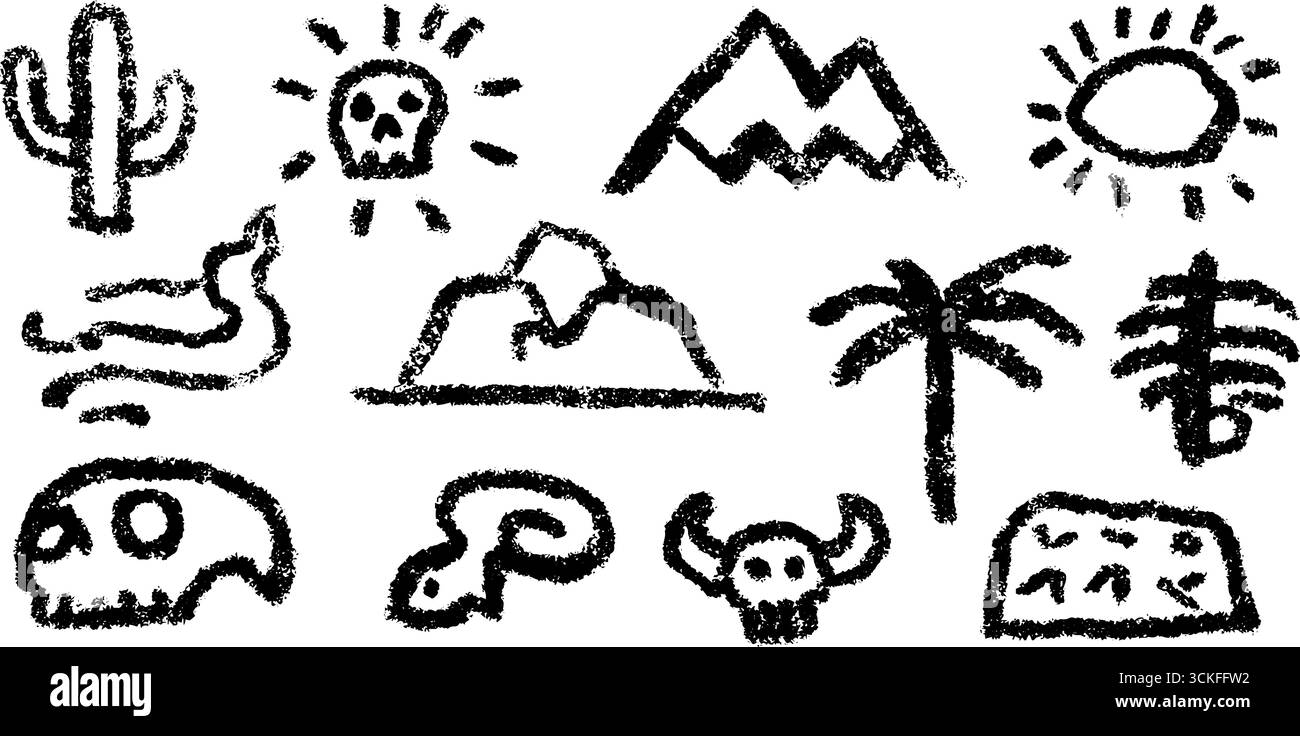 Hand drawn desert elements hi-res stock photography and images - Alamy