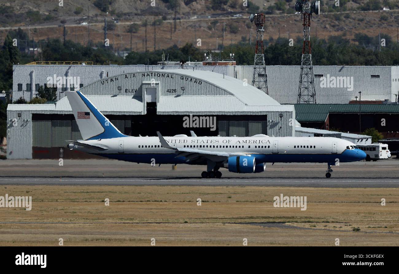 Air Force Two lands in Salt Lake City, Thursday, Sept. 11, 2025 ...