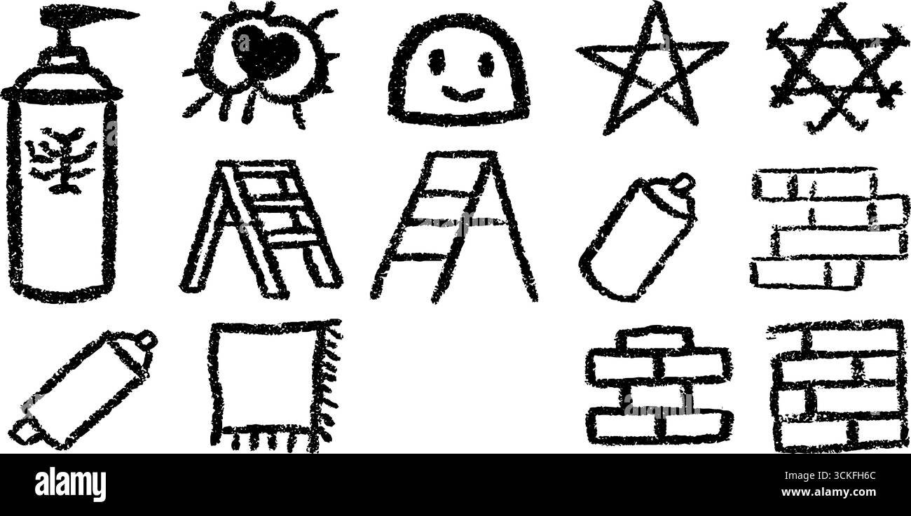 Street art doodle set featuring spray cans and stencil designs for ...