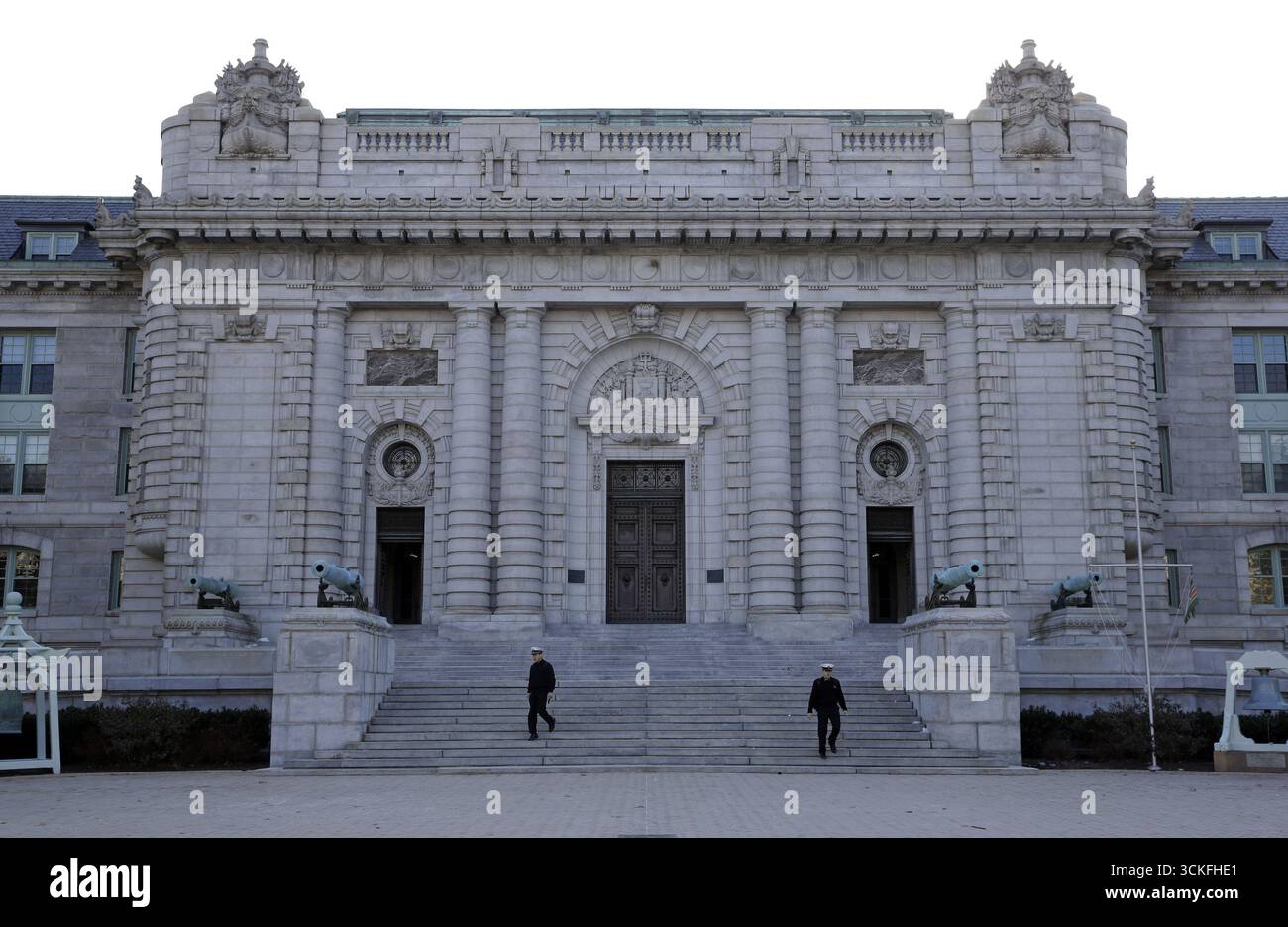 FILE - Midshipmen walk down the front steps of Bancroft Hall, the main ...