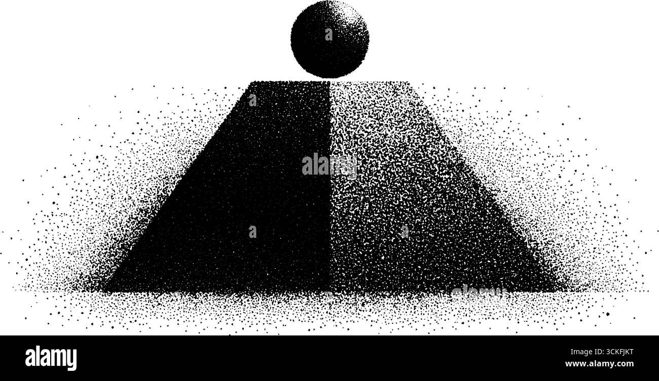 Abstract stippling pyramid with sphere design for artistic decor Stock ...