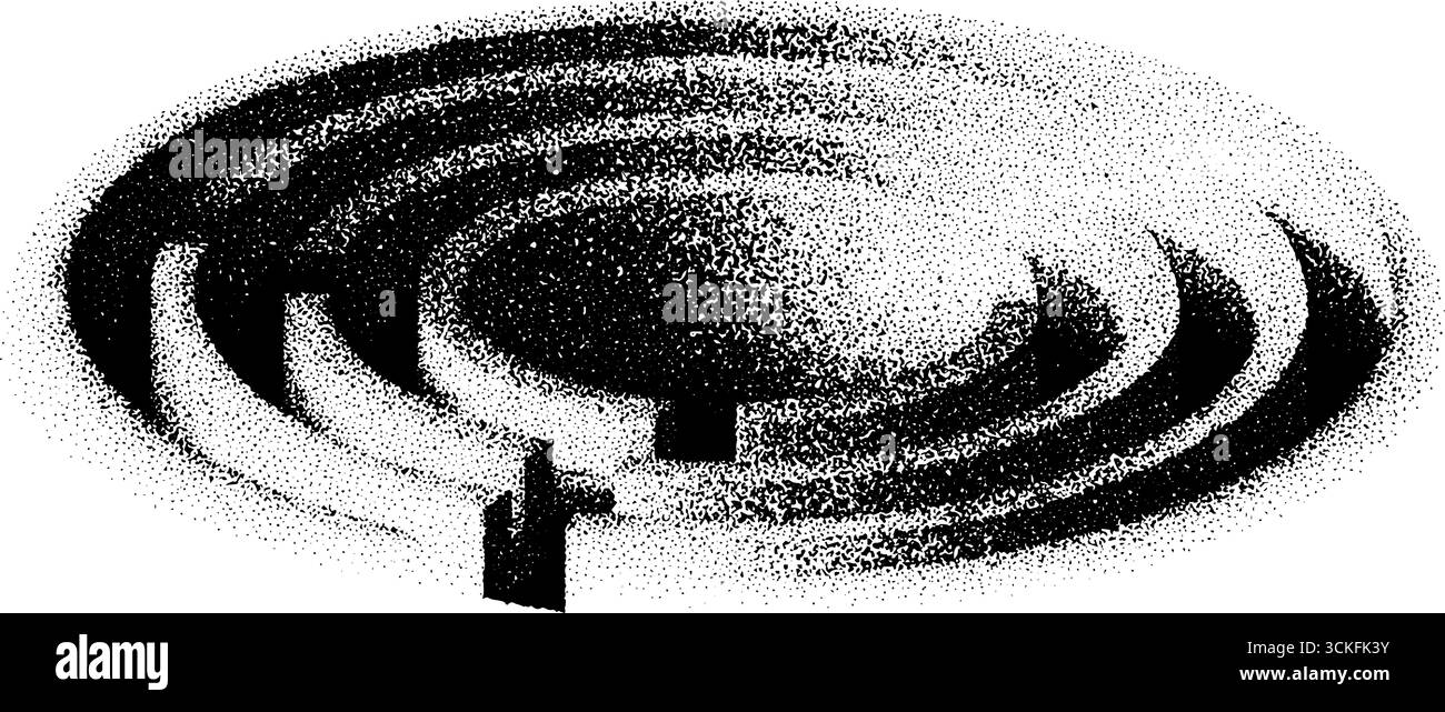 Abstract maze labyrinth stippling design with dotwork gradient effect ...