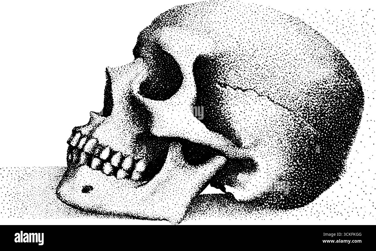 Ceremonial skull stippling artwork with dotwork technique Stock Vector ...