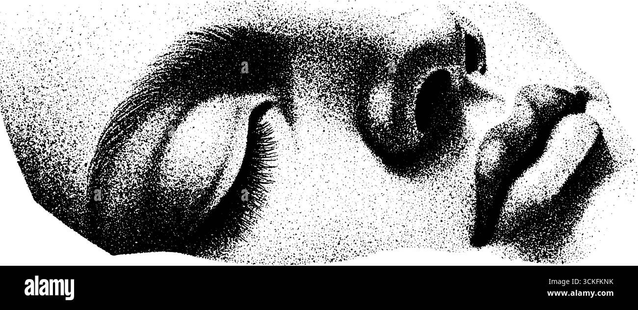 Stylized dotwork portrait with stipple gradation effect for artistic ...