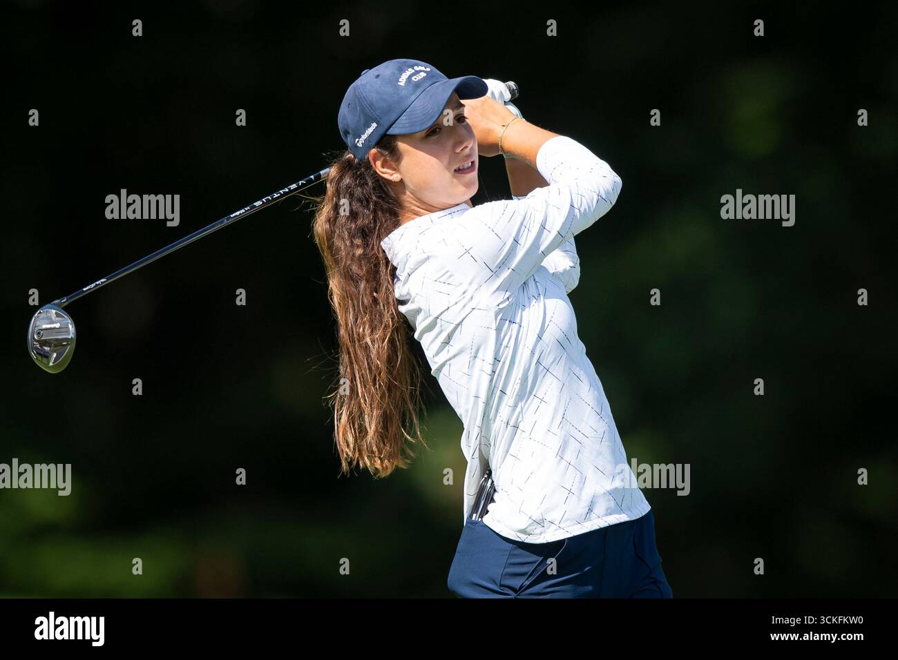 Julia Lopez Ramirez tees off on the ninth hole during the first round ...