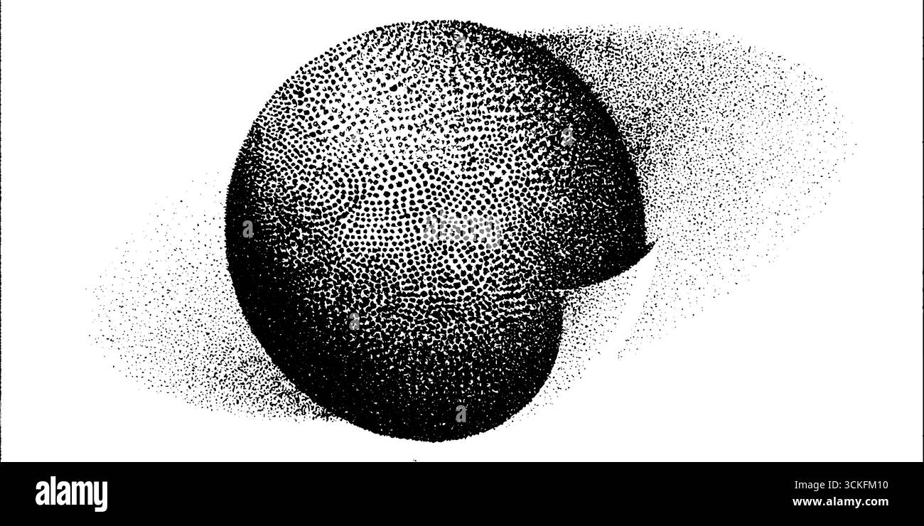 Stipple dotwork illustration of a dotted planet – vintage pointillism ...