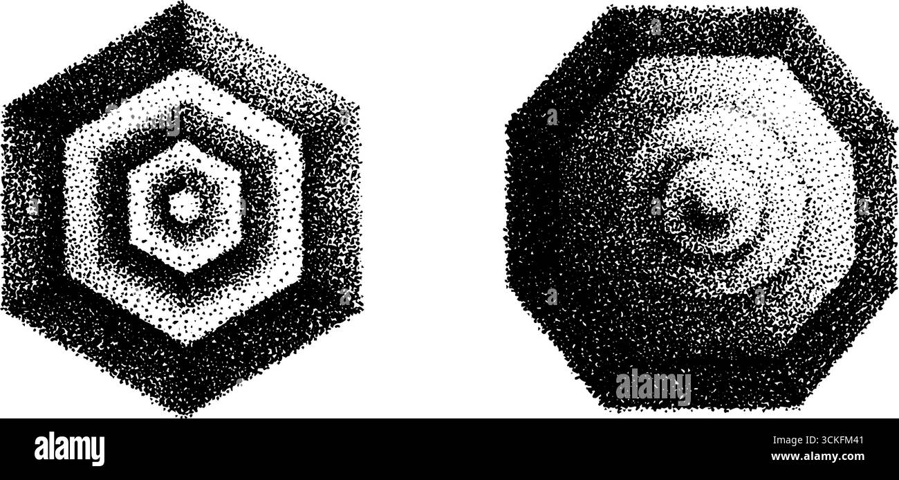 Geometric hexagonal stipple designs with concentric patterns for ...