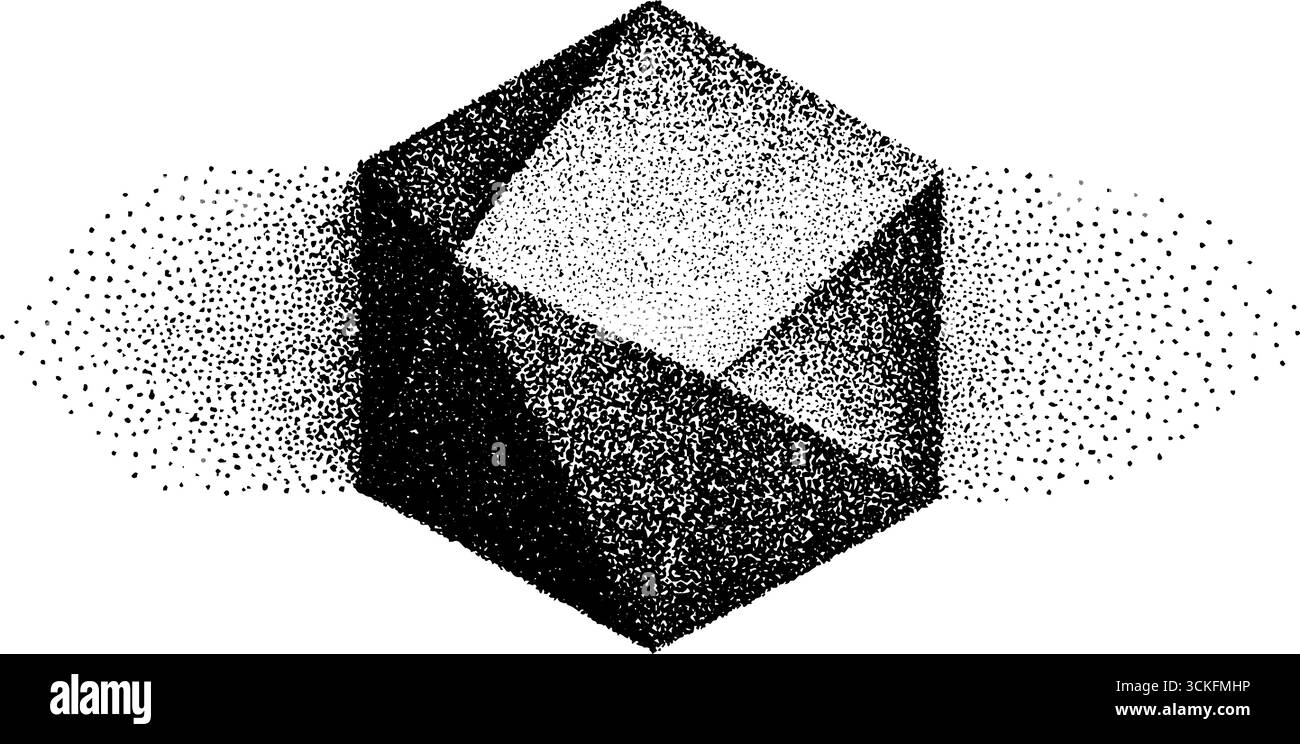 Stipple dotwork illustration of a nonagon geometric shape design for ...