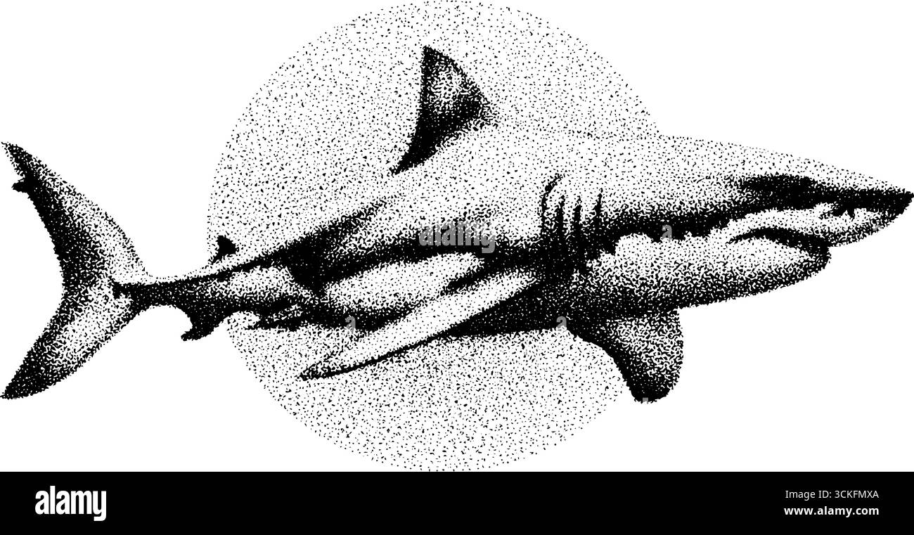 Shark tattoo art with stippling and dotwork design - perfect for ...