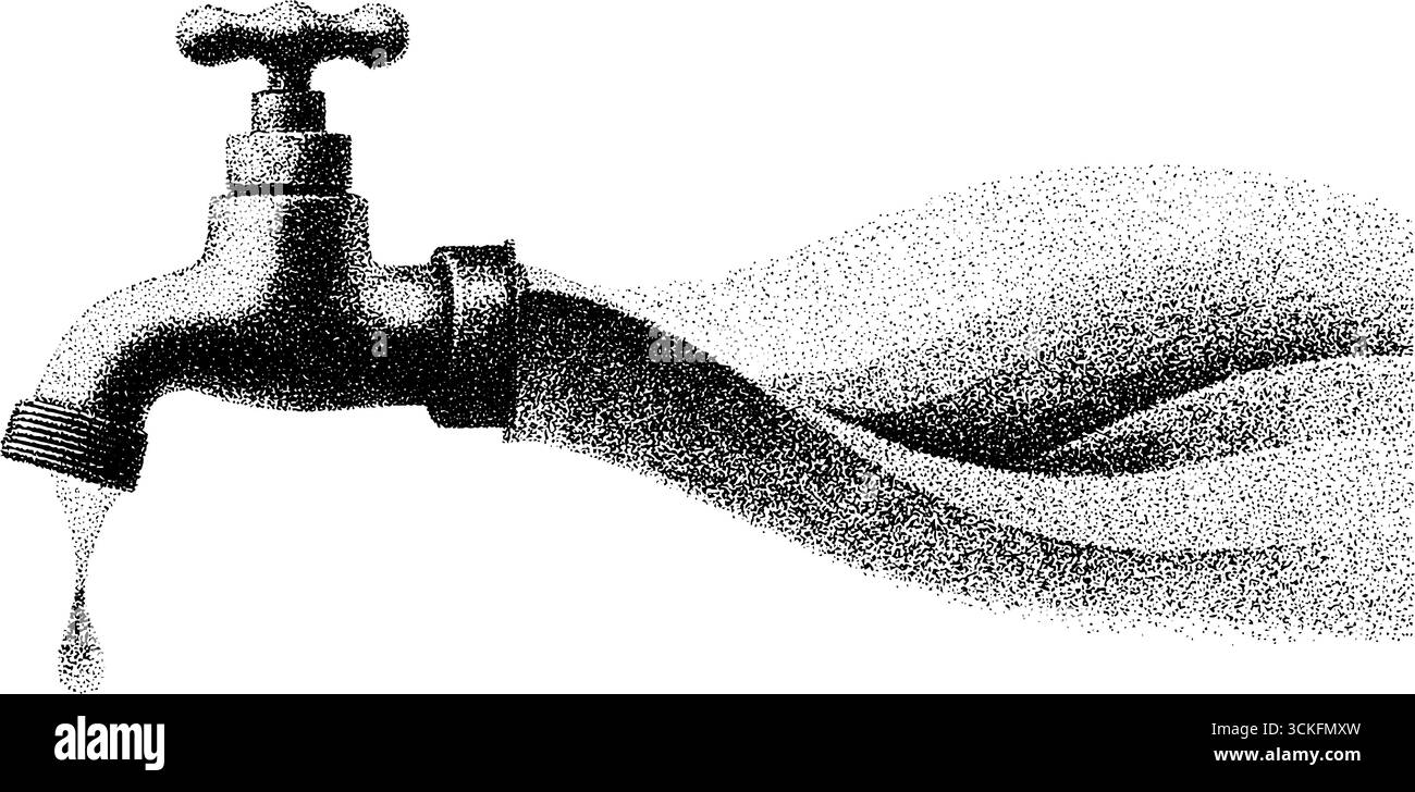 Stipple dotwork illustration of vintage beer tap handle for design ...