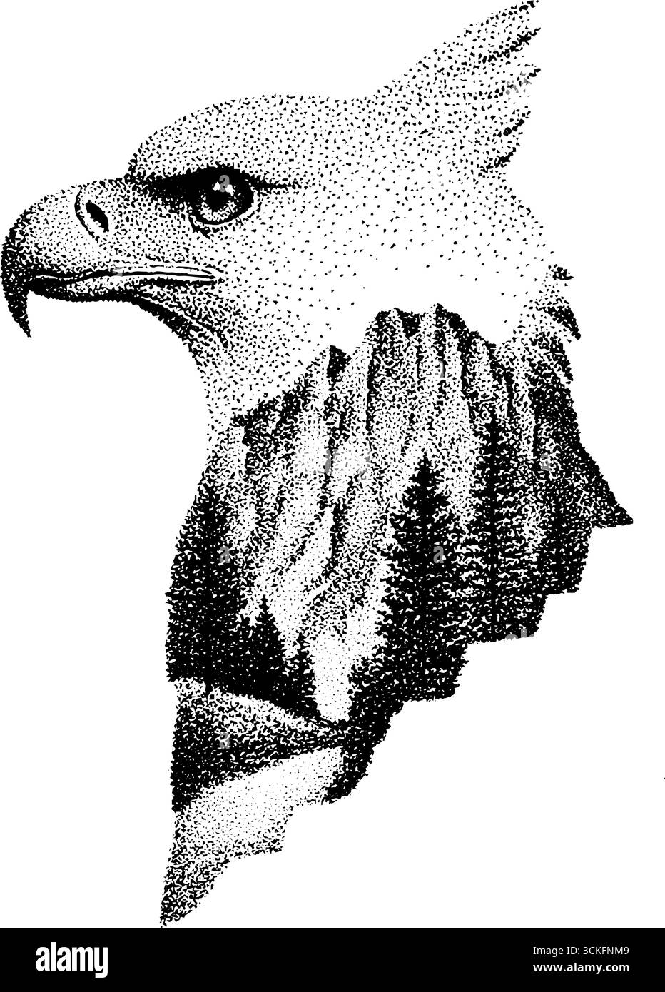 Majestic griffin stipple art in vertical composition for design and ...