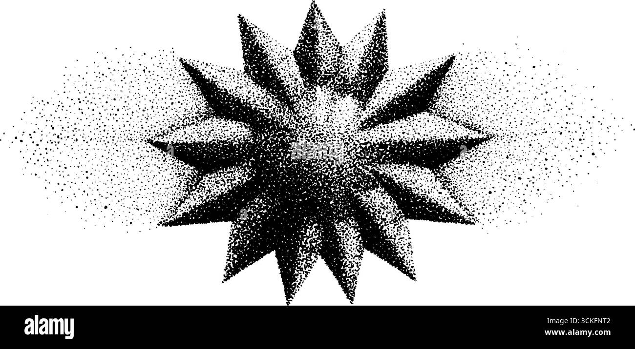 Sacred geometry stipple and dotwork design featuring starburst mandala ...