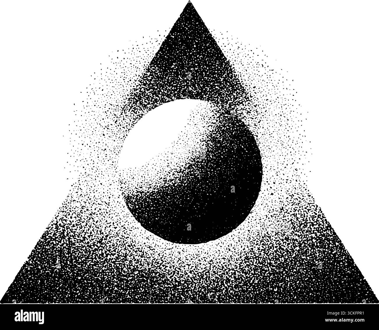 Artistic stipple dotwork triangle with sphere design for posters and ...