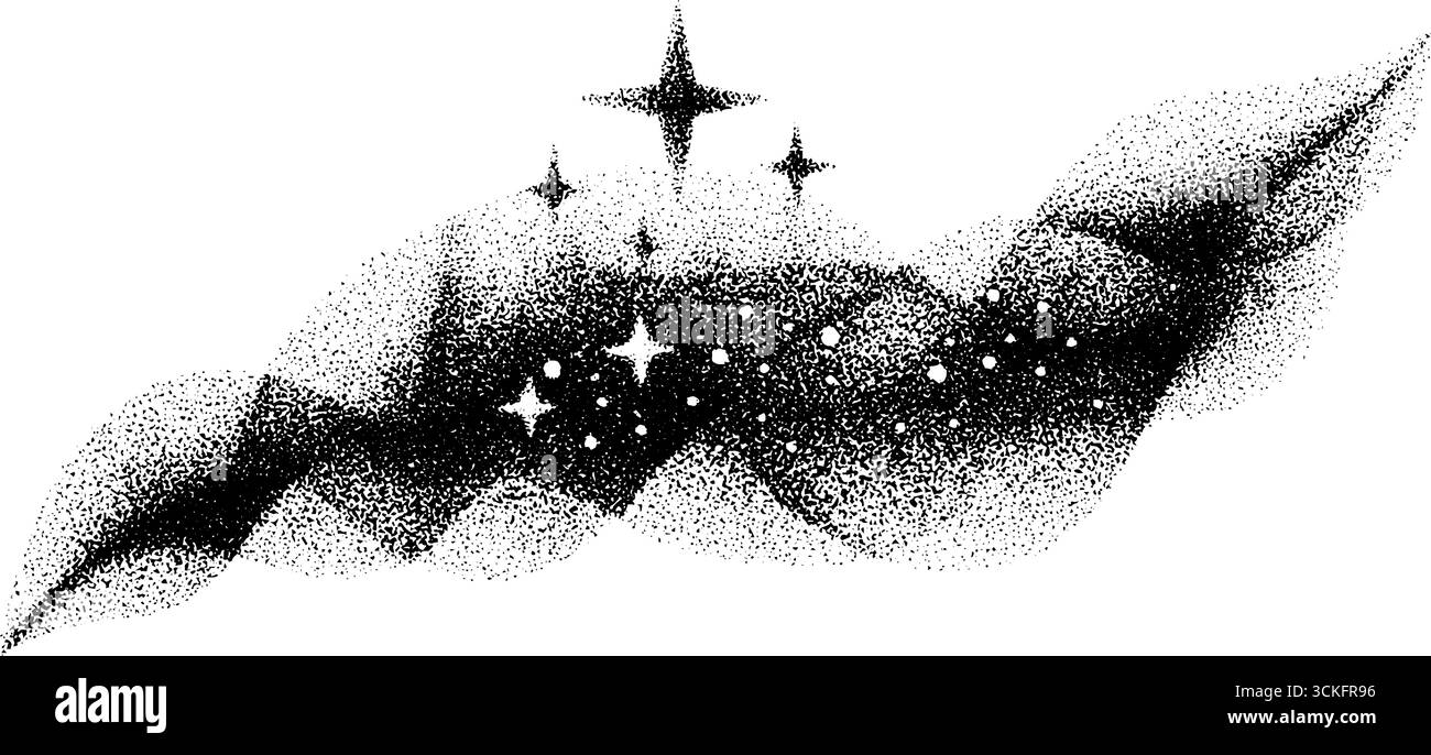 Cosmic starry night with stipple and dotwork design for creative ...