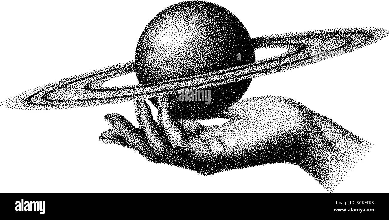 Surreal hand holding planet Stock Vector Images - Alamy