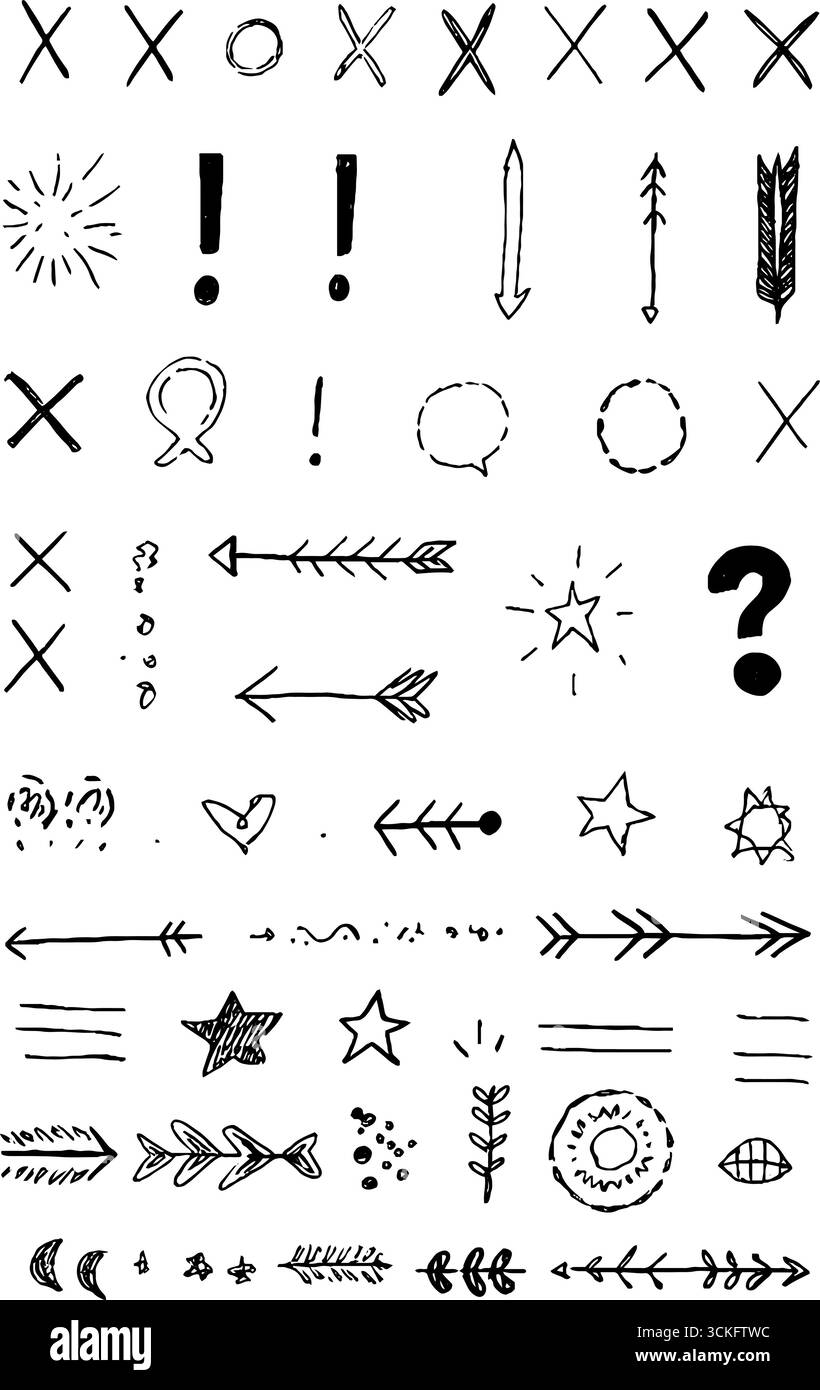 Set doodle check marks Black and White Stock Photos & Images - Alamy