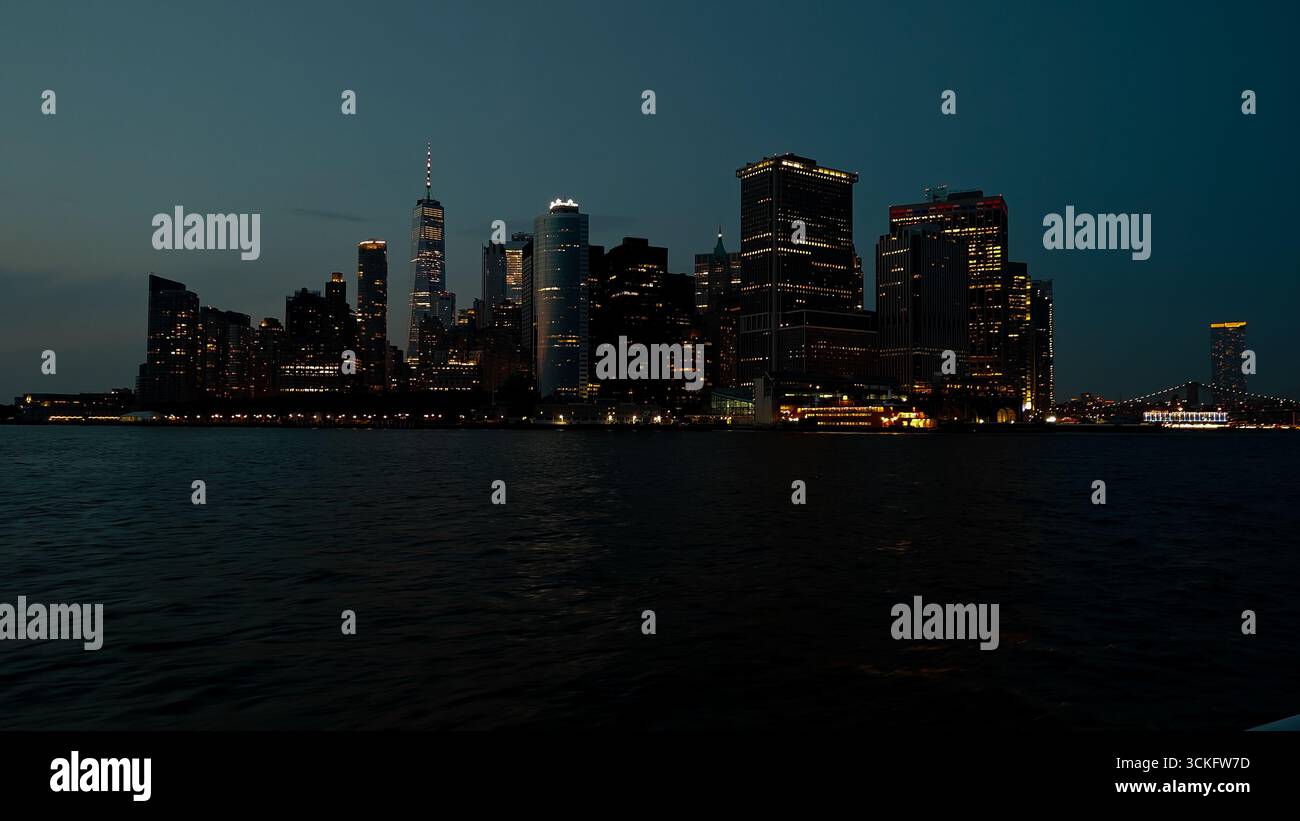 Iconic New York City skyline with modern skyscrapers and famous ...