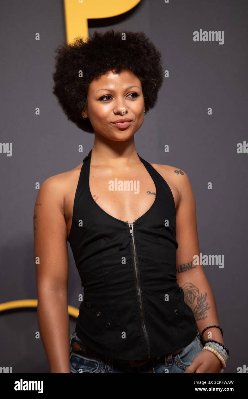 Myha'la on the red carpet before the European premiere of Swiped at ...
