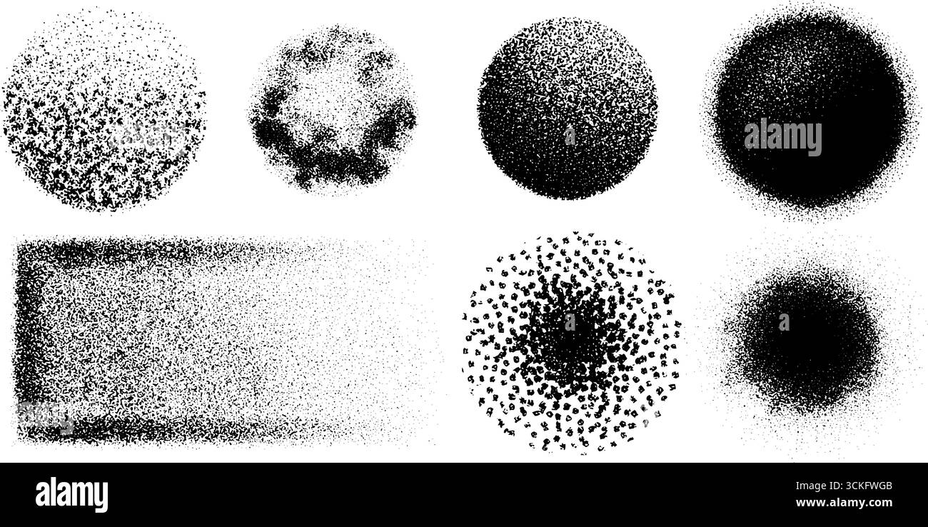 Stippling dotwork illustration set featuring circular and gradation ...