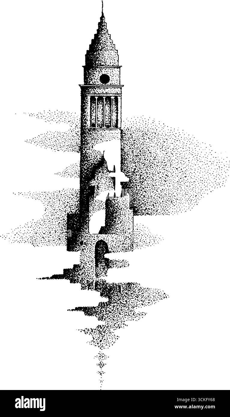 Gothic architecture stipple art - vertical dotwork design for posters ...