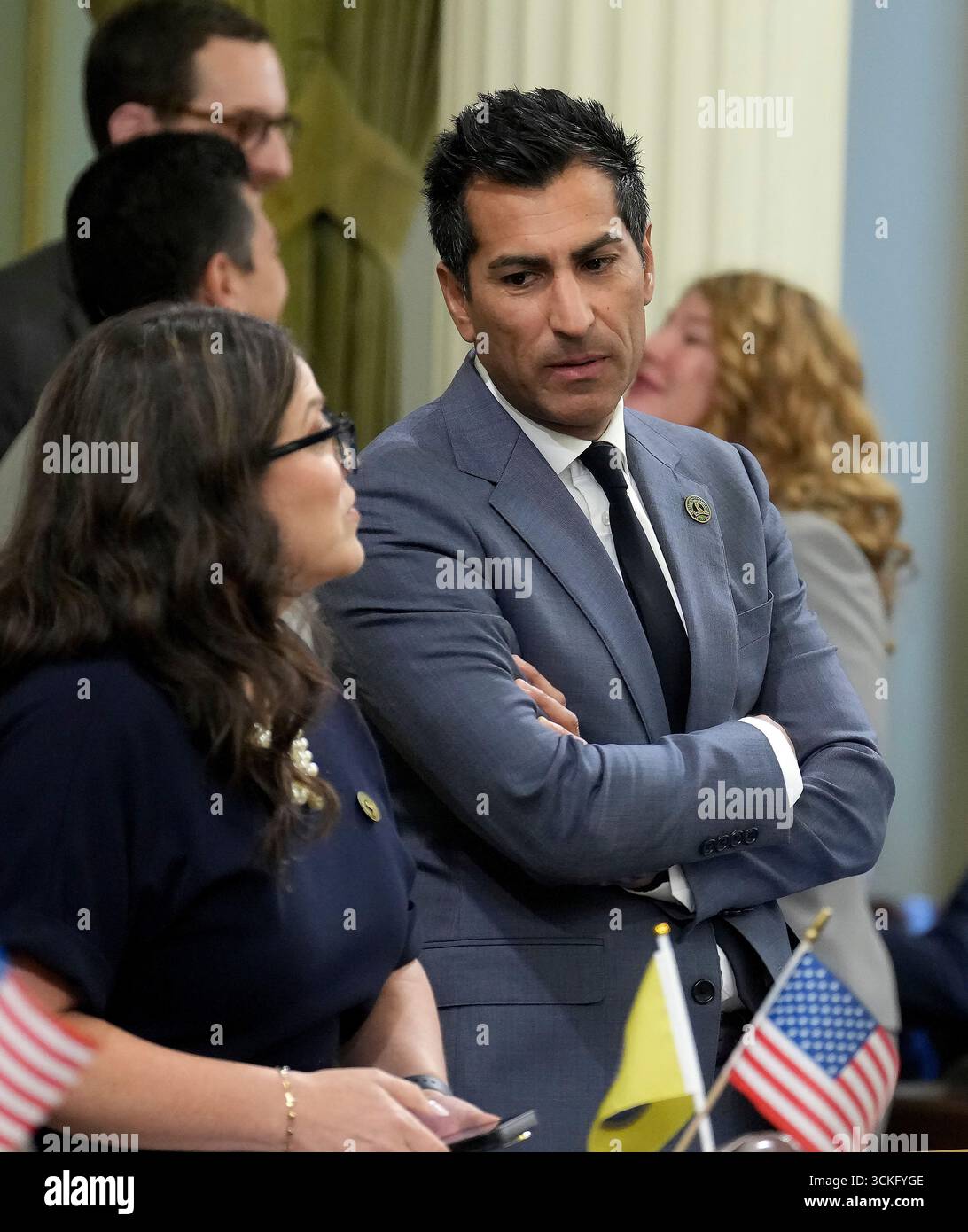 Assembly Speaker Robert Rivas talks with Democratic Assemblymember ...