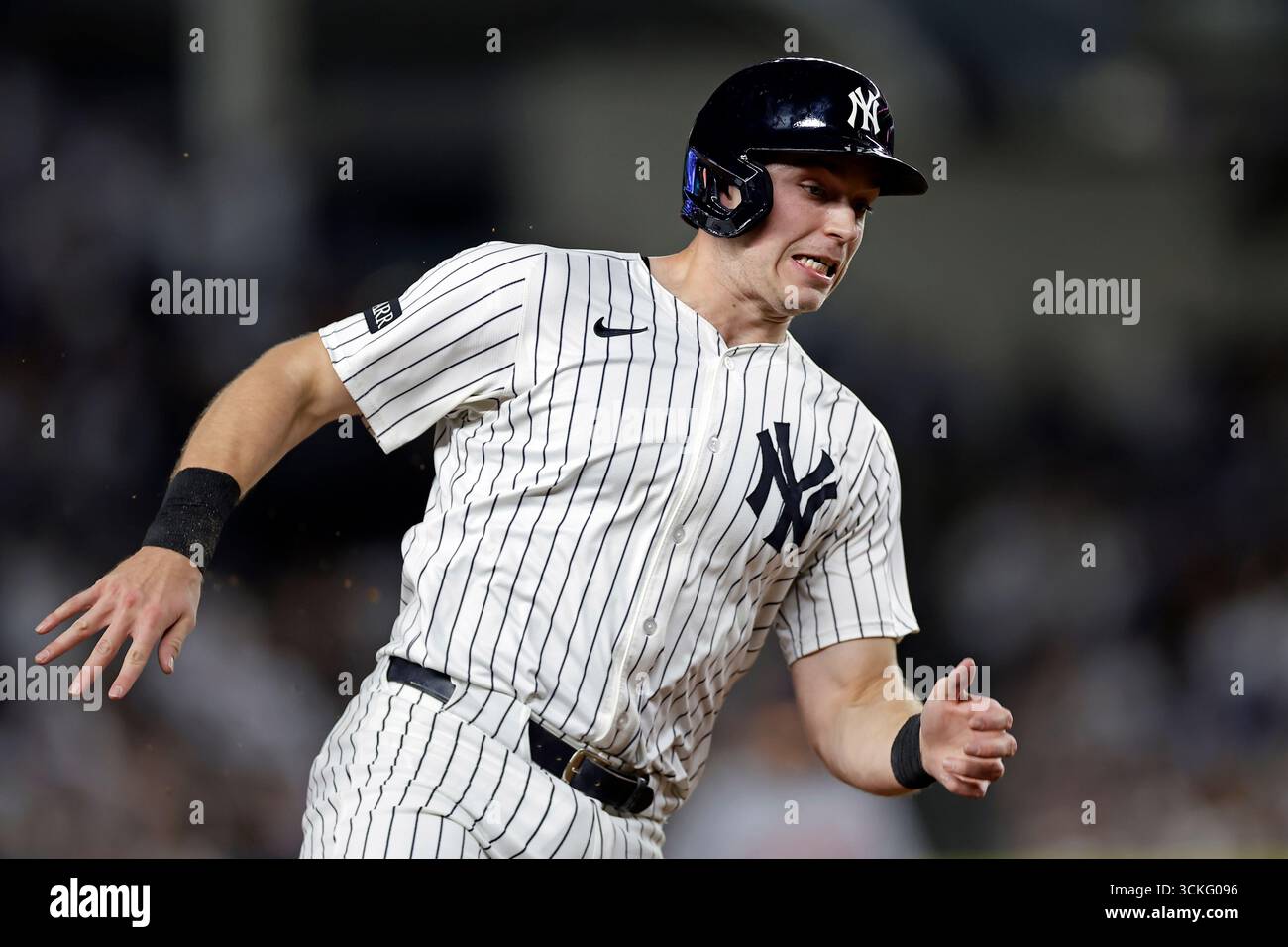 New York Yankees' Ben Rice runs during the second inning of a baseball ...