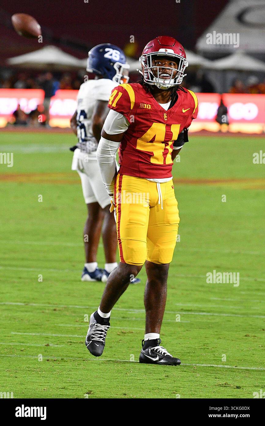 LOS ANGELES, CA - SEPTEMBER 06: USC Trojans safety Kendarius Reddick (41) looks on after a play ...