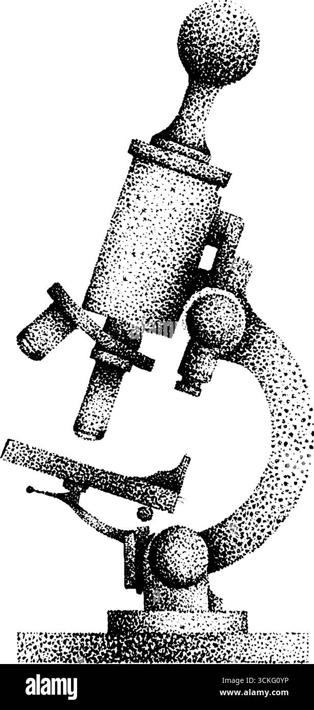 Vintage microscope stipple dotwork art - scientific illustration for ...