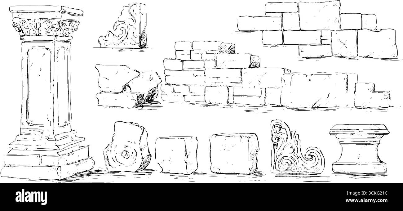 Antique stone architecture elements for historical design projects ...