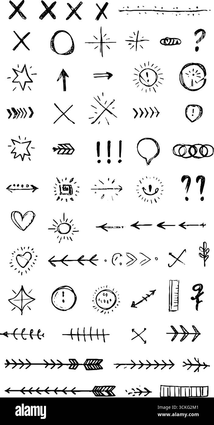 Circles and doodle symbols vector set arrows hi-res stock photography ...