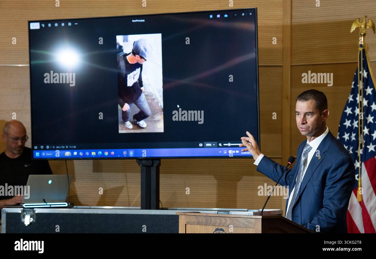 Beau Mason, Commissioner of the Utah Department of Public Safety, shows ...