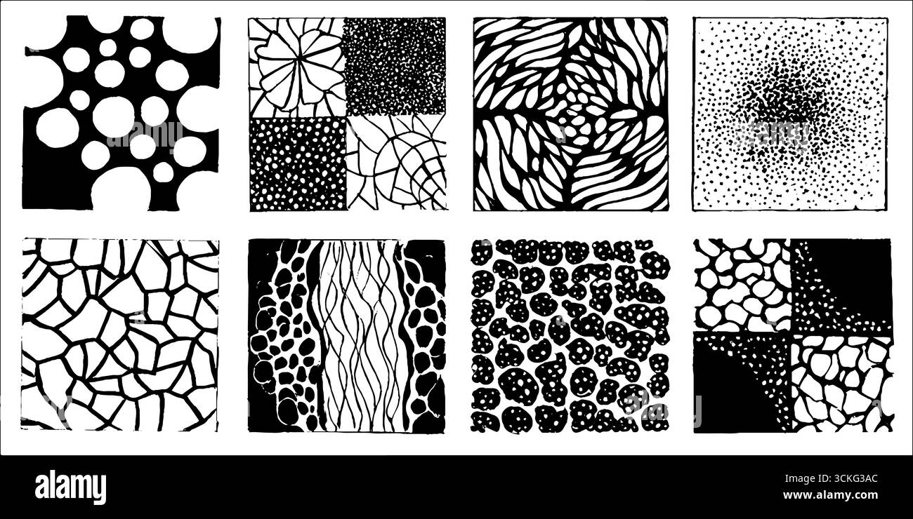 Set of hand drawn pop art textures featuring comic explosion patterns ...
