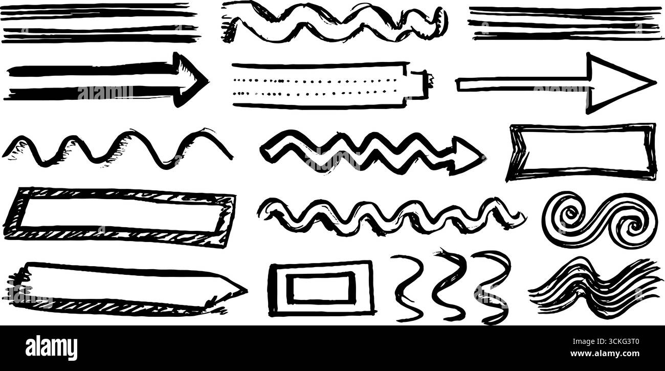 Hand drawn decorative divider collection with arrows and waves for ...