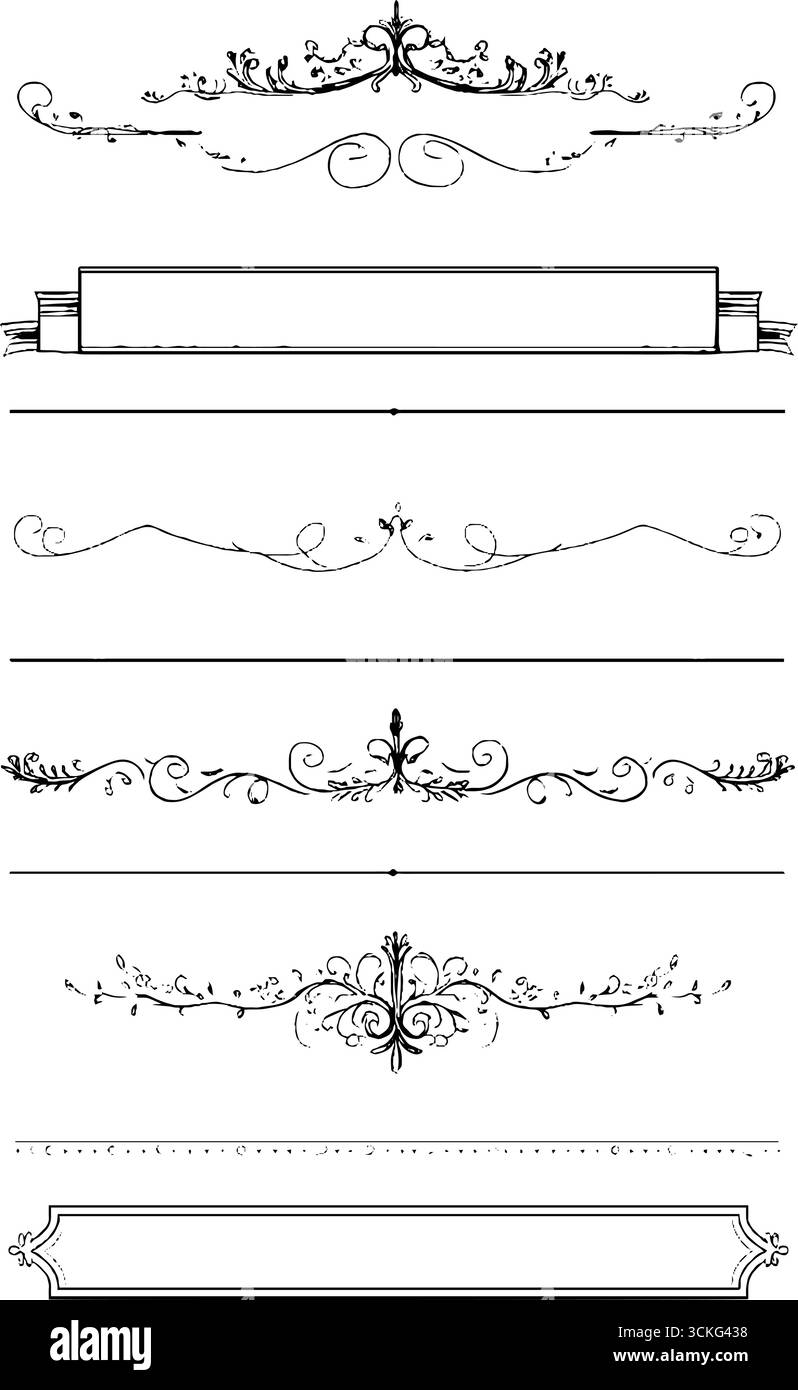 Elegant hand drawn decorative ornamental scrolls for design enhancement ...