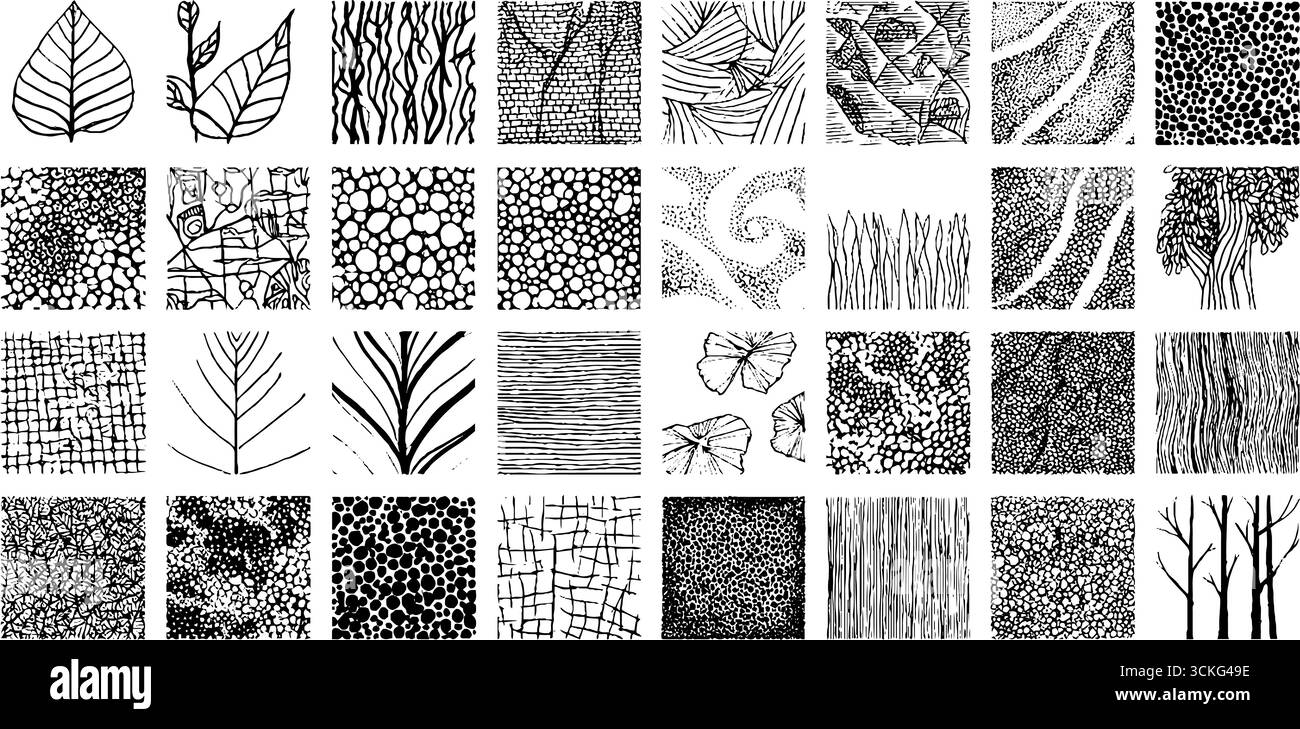 Collection of hand drawn decorative leaf vein patterns for design and ...