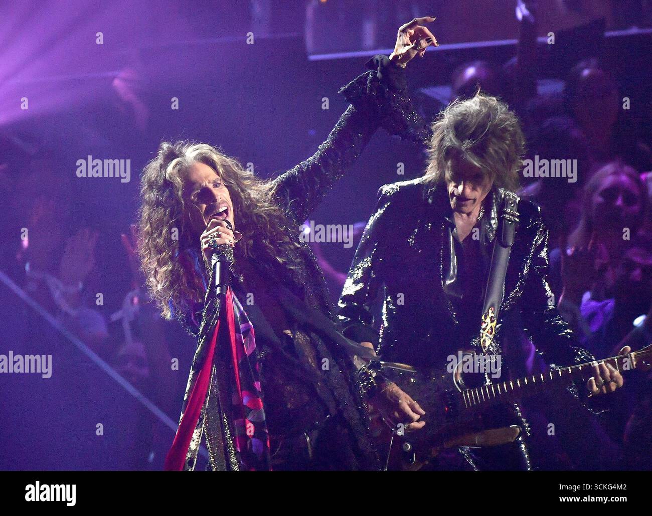 Steven Tyler and Joe Perry of Aerosmith perform during the Ozzy ...