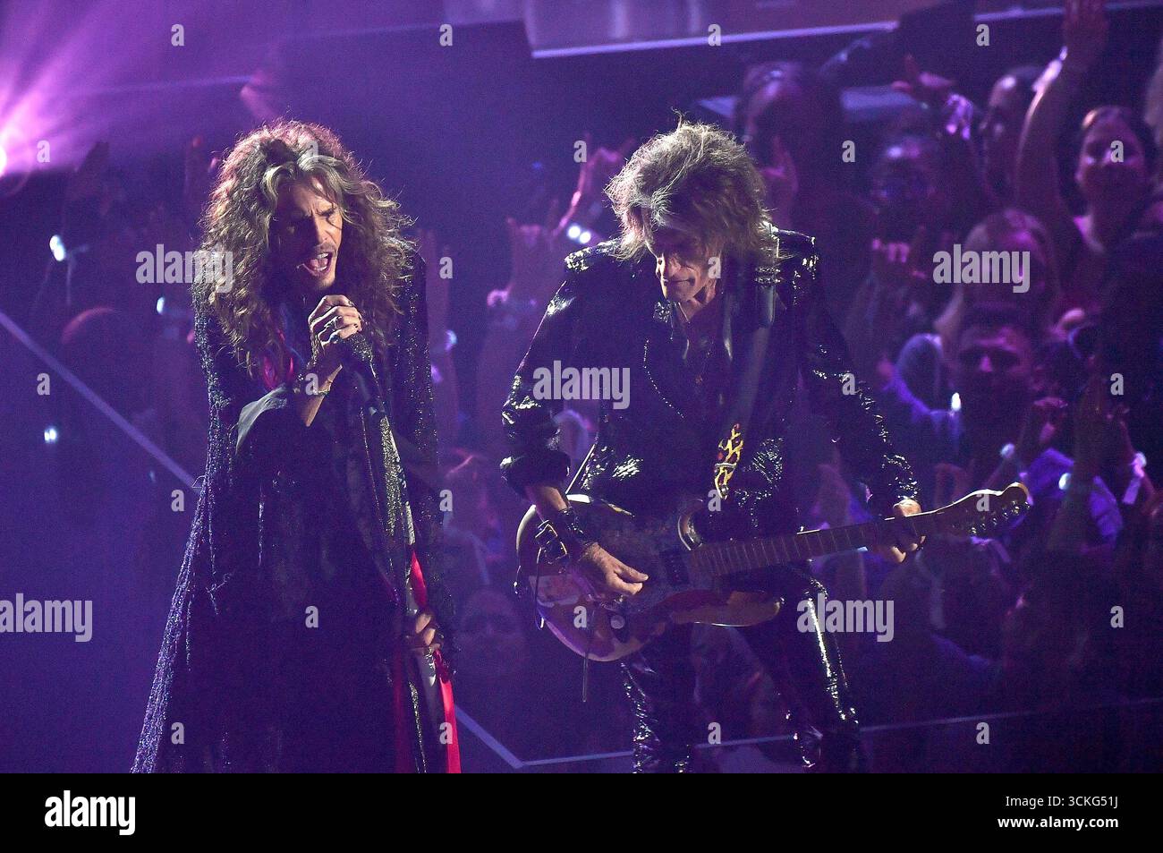 Steven Tyler and Joe Perry of Aerosmith perform during the Ozzy ...