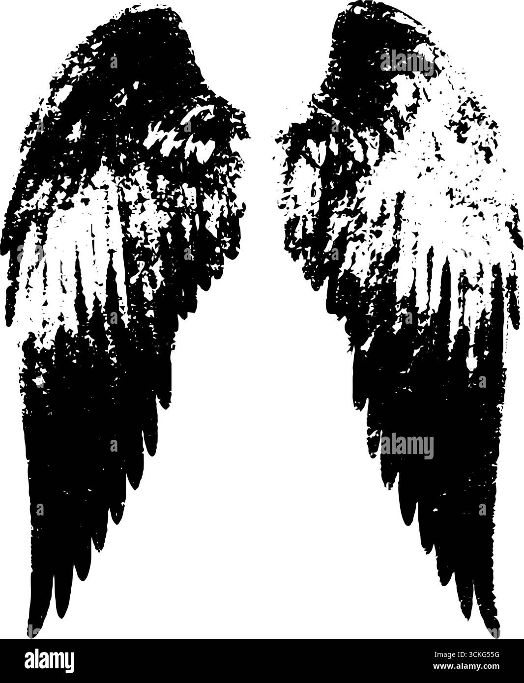 Grunge black and white abstract angel wings design for urban art Stock ...