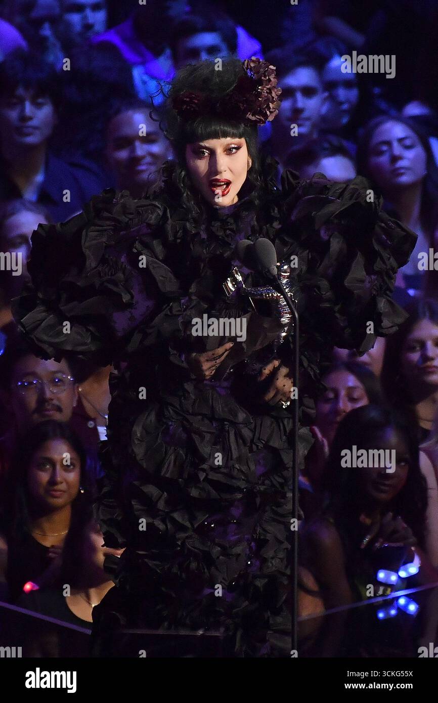 Lady Gaga receives MTV's VMA for 'Artist of the Year' onstage during ...