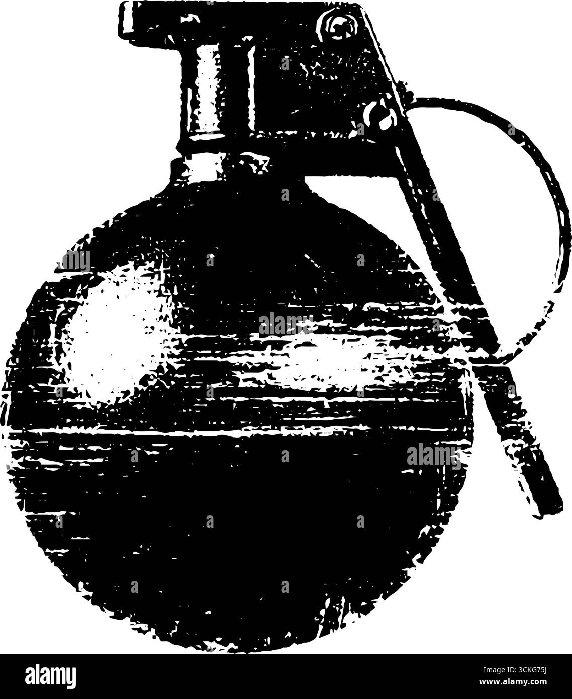 Grunge black and white grenade silhouette design for urban art and ...