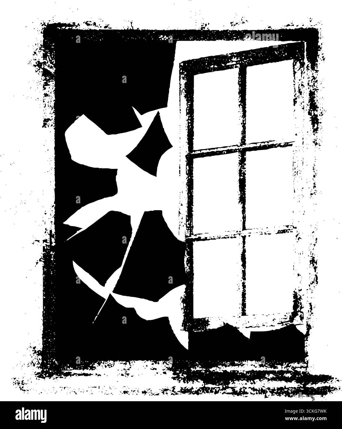 Grunge black and white broken window design for urban art and posters ...