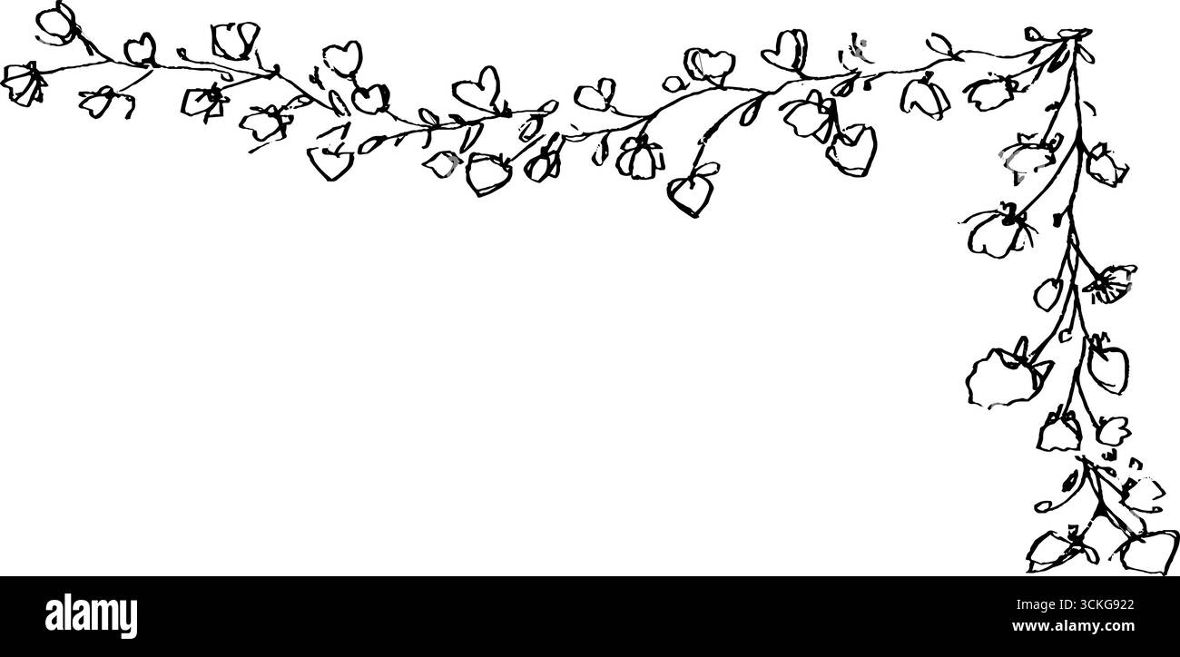 Hand-drawn doodle hexagon corner with curls for decorative design Stock ...